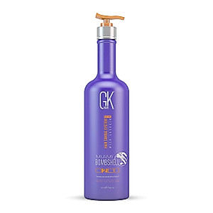 GK HAIR Global Keratin Miami Bombshell 24 Fl Oz Taming Blonde Purple Treatment - Hair Smoothing Toning Blowout Treatment Series Straightening Professional Results Removes Yellow Orange Brassy Tones