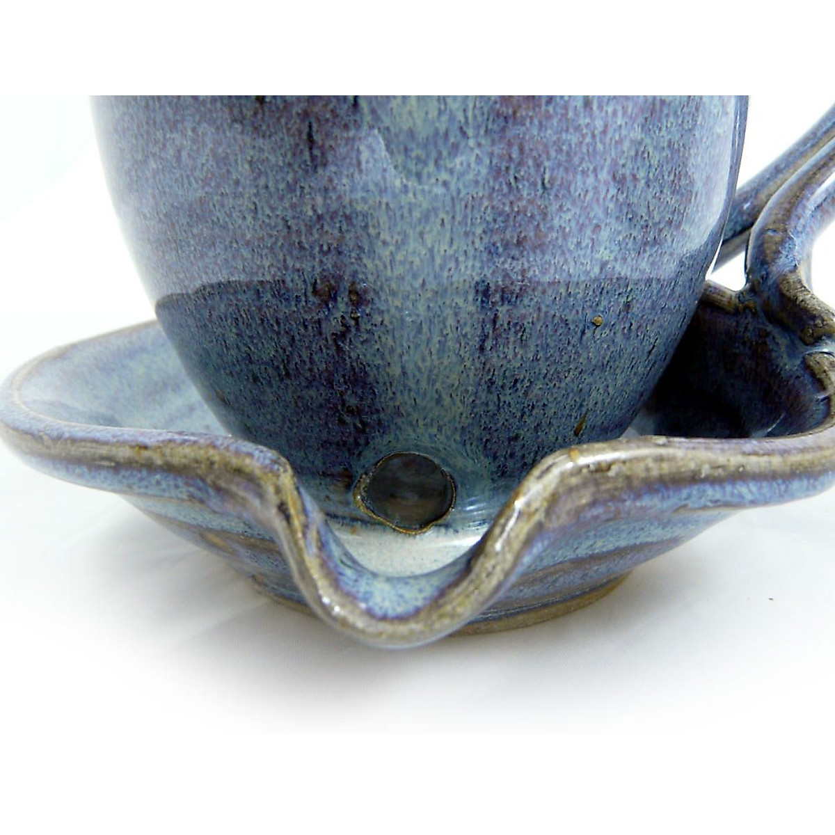 Hand-Sculpted Stoneware Microwave Bacon Cooker Mug, Made in USA (French Blue Blend)
