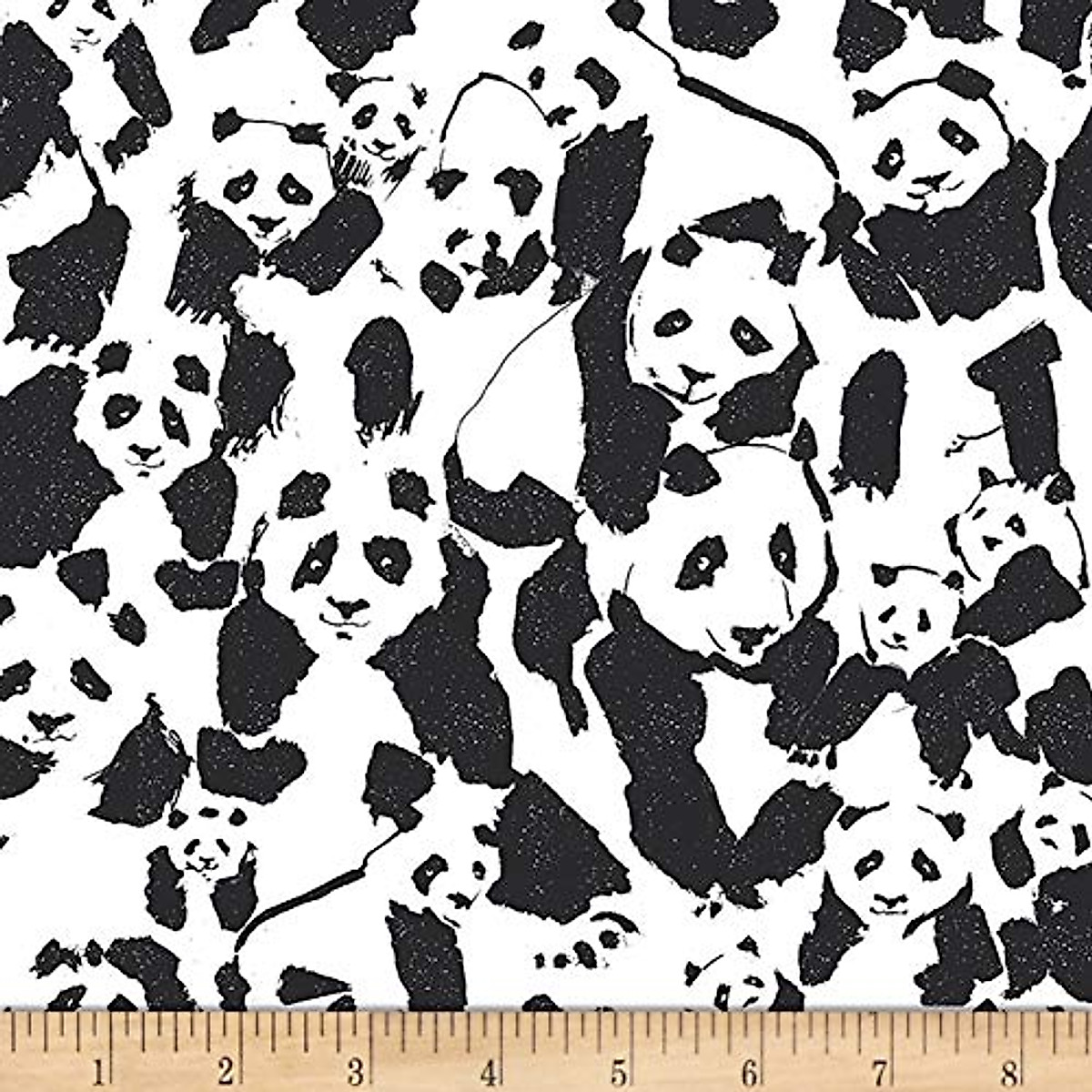 Art Gallery Fabrics Art Gallery Canvas Pandalicious Pandalings Pod Assured Fabric, Black