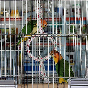LeerKing Bird Perchs for Parrots, Conures,Cockatiels, Parakeets, Rope Perches for Bird Cages, Colorful Rope Chewing Swings Toys