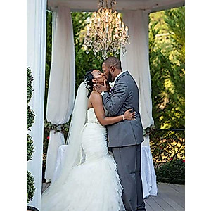 Ursumy Bride Wedding Cathedral Veil Long Drop Veils Simple Chapel Soft Tulle Bridal Veils for Bride (Ivory)