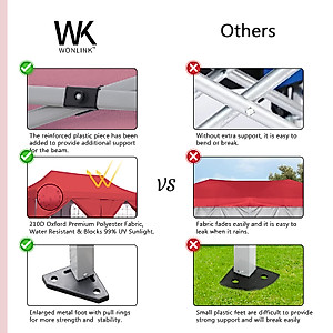 10x20 ft Instant Pop up Canopy, Wonlink Party Tent Folding Heavy Duty Gazebos with Removable Sidewalls and Wheeled Bag Waterproof Red