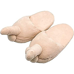 Creaion Unisex Funny Slippers Novelty Gag Young Adult Gifts Cute Plush Home Anti Slip Flat Shoes Winter Furry Slippers for Women Men