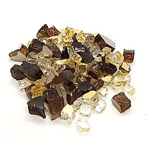 Vivid Premium 1/2" Gold, Amber Blend - (10 Pounds) Reflective Fire Glass for Fireplace and Fire Pit (Desert Sun)