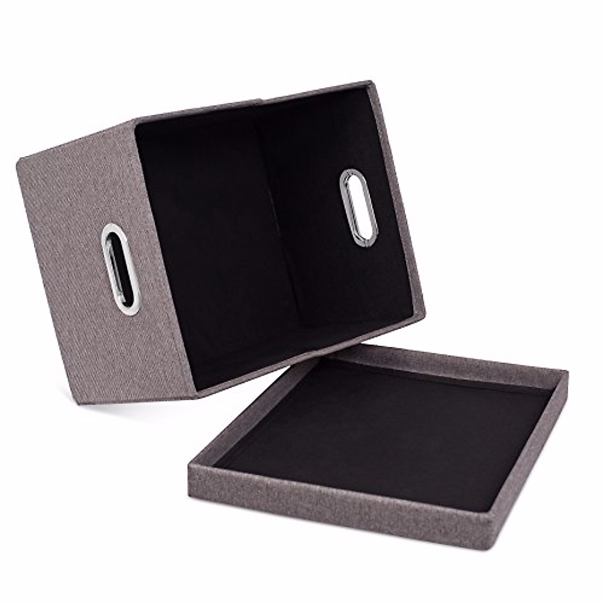 Internet's Best Collapsible File Box Storage Organizer with Lid - Decorative Linen Filing & Storage Office Boxes – Hanging Letter/Legal Folder – Home Office Bins Cabinet – Grey Container - 1 Pack