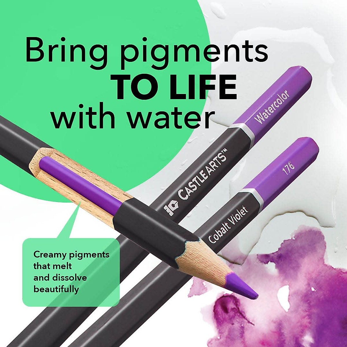 Castle Art Supplies 120 Watercolor Pencils Set | Quality Vibrant Pigments | Draw and Paint at Same Time | For Adult Artists and Professionals | Protected and Organized in Presentation Tin