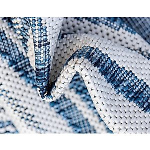 Unique Loom Outdoor Modern Collection Area Rug - Pool (6' 1" x 9' Rectangle, Blue/ Ivory)