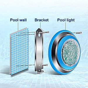 Roleadro Led Underwater Pool Lights, Waterproof IP68 47W RGB Swimming Pool Light Multi Color, 12V AC/DC Led Inground Pool Light Control with Remote Controller （Not Include Transformer- 16ft Cord