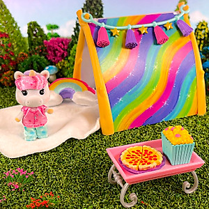 Sunny Days Entertainment Honey Bee Acres Rainbow Ridge Sweet Dreams Pajama Party – 15 Piece Dollhouse Playset with Exclusive Unicorn Figure | Pretend Play Toys for Kids