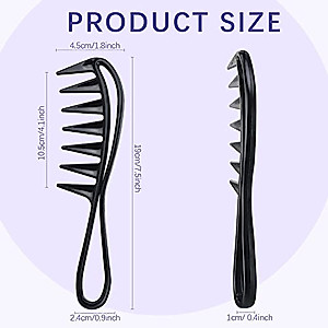 6 Pieces Wide Tooth Comb Black Salon Shower Comb Flexible Styling Comb Teasing Dentangler Comb Wide Spacing Teeth Comb Detangling Shampoo Comb for Long, Thick, Curly, Wet, Dry and Most Hair Types