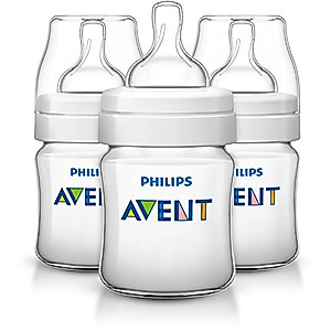 Philips Avent Anti-colic Baby Bottles Clear, 4oz, 3 Piece