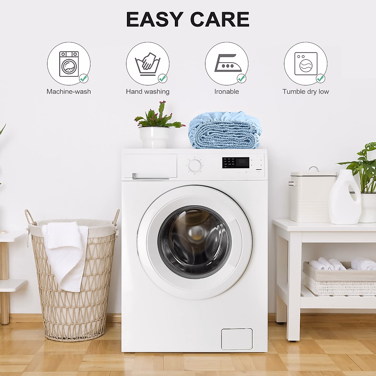 FreshCulture Full Fitted Sheet Only - Hotel Quality Fitted Sheet Full Size - Ultra Soft & Breathable - Brushed Microfiber - Deep Pocket - Cooling Fitted Sheets for Full Size Bed (Light Blue)