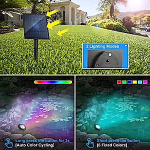 T-SUN Solar Pond Light, Super Bright LED Underwater Color Changing Solar Lights RGB Submersible Fountain Lights IP68 Waterproof Fish Tank Light for Aquarium Garden Pool Fountain Pond 5 in 1