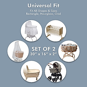 IDEAhome Jersey Knit Stretch Bassinet Fitted Sheet Set 30" x 16" x 2", for Cradles and Moses Baskets, Fits Most Mattresses and Pads for Baby Boys and Girls - Soft, Comfortable (2 Pack, Denim)