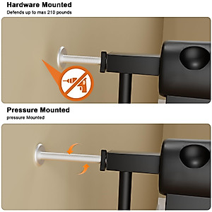 HOOOEN Narrow Baby Gates for Stairs Doorways Auto Close Tension Black Metal Child Pet Safety Gates with Pressure Mount 24-29 Inch Wide