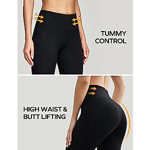 Ewedoos Womens Yoga Pants High Waisted Leggings with Pockets Workout Leggings for Women Tummy Control Compression Pants Black