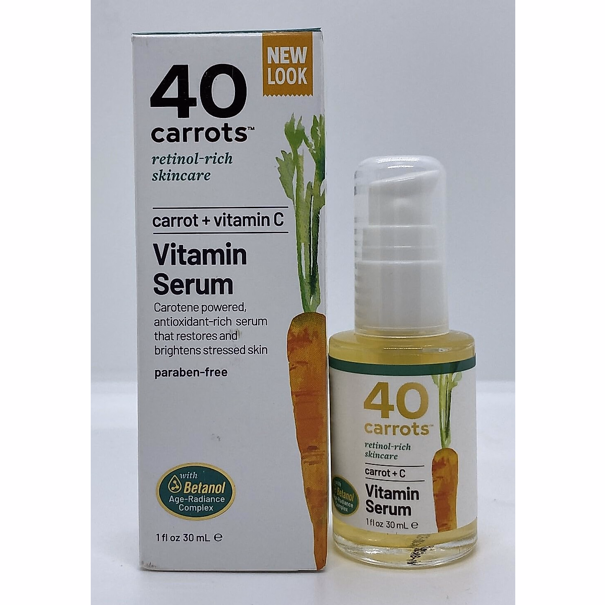 40 Carrots Vitamin Serum + Vitamin C - Hydrate, Brighten & Even Skin Tone | Help Reduce Fine Lines & Wrinkles - USA Made, Paraben & Cruelty Free (1oz)