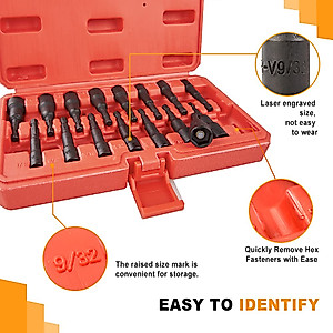 Magnetic Nut Driver Set, AKM TOOL 16-Piece Nut Driver Set for Impact Drill, Quick-Change 1/4" Hex Shank | SAE & Metric | Cr-V Steel