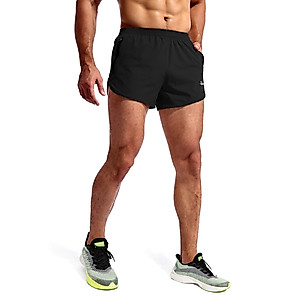 Pudolla Men's Running Shorts 3 Inch Quick Dry Gym Athletic Workout Shorts for Men with Zipper Pockets(Black X-Small)