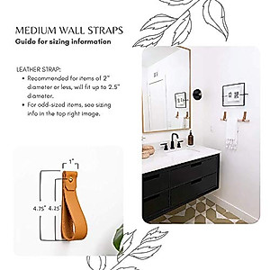 KEYAIIRA - Medium Nicotine Leather Wall Hook, wall hanging strap towel hook for wall leather loop strap for scarf storage boat paddle holder minimal towel bar rack storage
