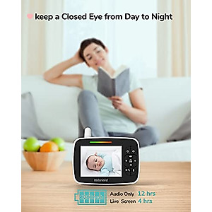 Kidsneed Baby Monitor - 3.5 Inch Video Baby Monitor with Remote Control Pan& Tilt &Zoom Camera, Two-Way Audio, Night Vision, Temperature Monitoring, Lullabies, 960ft Long Range