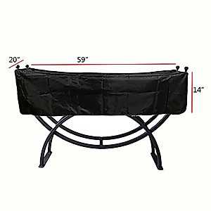 Becony Curved Firewood Rack Cover - Half Round Log Wood Pile Storage Protector for Indoor Outdoor, 210D Heavy Duty, 59 Inch (Black)