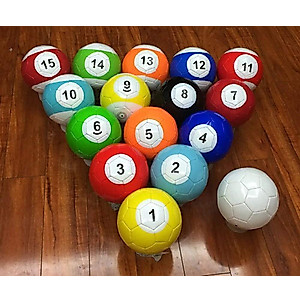 Zony Snookball Set - 16 Pcs Recreational Football Game Snooker Balls with Air Pump, 15cm Diameter, Unisex-Kids, Huge Billiards Pool Soccer Ball Party Game