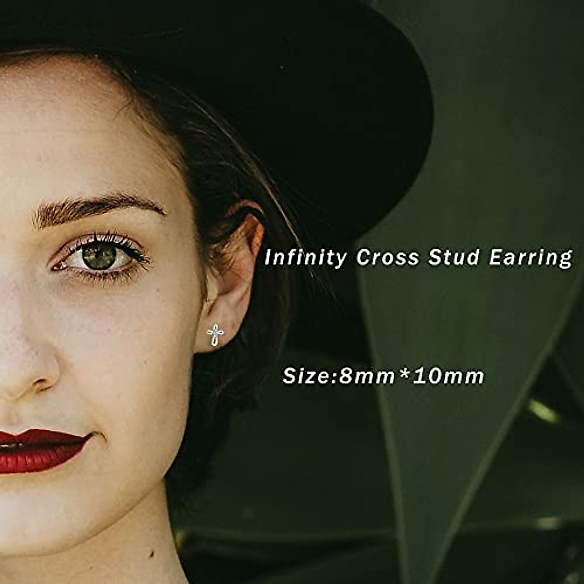 Rnivida 925 Sterling Silver Infinity Cross Stud Earrings for Women