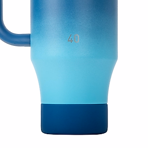 Takeya Straw Tumbler with Handle - Beverage Tumbler for Coffee, Water & More - Durable Tumbler with Built-In Silicone Coaster & 2 Straws - Double Stainless Steel Insulation - 40 oz, Ombre Adventure