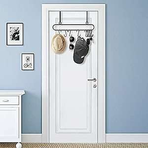 Mukkum Hat Rack for Wall Baseball Cap Organizer Hanger with 20 Hooks Modern Metal Hat Holder Wall-Mounted Caps Display for Closet Door Bedroom Entryway Laundry, Set of 2, Black