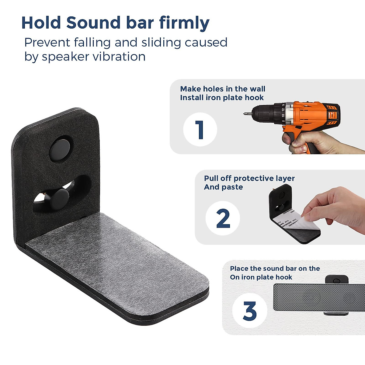 WISDING Universal Soundbar Mount Bracket Floating Wall Shelf for Samsung,JBL,Sony, LG,Bose,Roku,Polk Audio,Vizio,Roku,Onn & Other Brands Soundbar Mount Bracket, Sound Bar Wall Mount Shelf Under TV