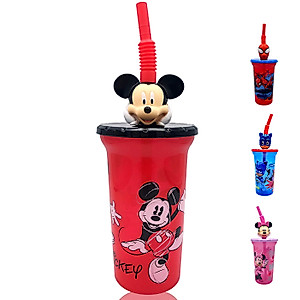 Disney Mickey Mouse Buddy Sips Water Tumbler with 3D Character Head Straw Drinkware, 1 Count - Safe BPA free Bottles, Easy to Clean, Perfect Gifts for Kids by Zak design,15 OUNCE