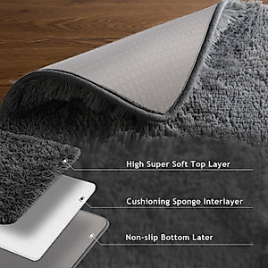 Ophanie 8x10 Area Rugs for Living Room, Grey Fuzzy Plush Soft Area Rug, Shaggy Carpets for Bedroom, Kids Boys Girls Dorm Nursery Home Decor Aesthetic