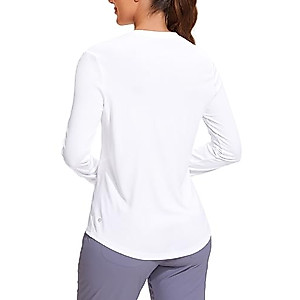 CRZ YOGA Womens UPF 50+ Sun Long Sleeve UV Protection Workout Tops Lightweight Quick Dry Outdoor Hiking Running Shirts White Large
