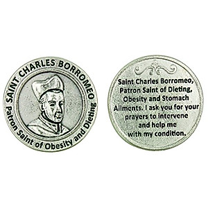 Patron Saint of Obesity and Dieting St Charles Borromeo Prayer Pocket Token by Lumen Mundi