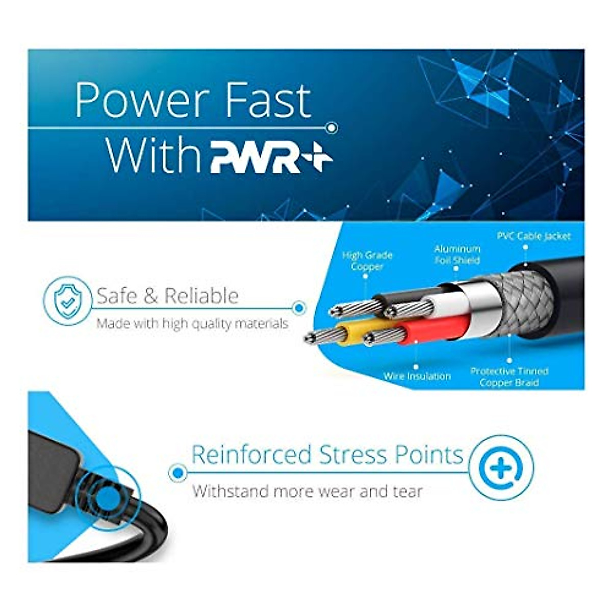 Pwr AC Cable Replacement Power Cord 2 Prong 6 Feet (Black)