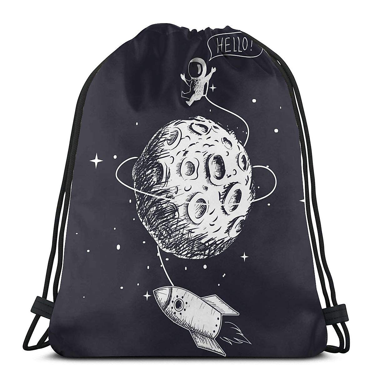 YISHOW Astronaut Spaceship Moon Palnet Unisex Drawstring Backpack Bag Sport Gym Travel Sackpack