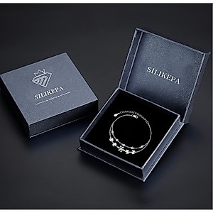 Silikepa Daisy Bracelet for Women S925 Sterling Silver Adjustable Flower Charm Beads Chain Bracelets Mother's Day Jewelry Gifts for friend