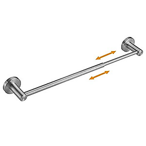 Hoimpro Adjustable 15.2 to 27.8 Inch Single Towel Bar for Bathroom, Expandable SUS304 Stainless Steel Bath Towel Holder, Wall Mount with Screws Towel Bar Rod Hotel Style, Brushed Nickel