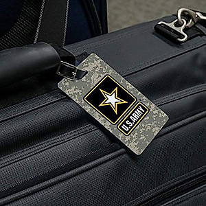 U.S. Army Logo on Camo Luggage ID Tags Suitcase Carry-On Cards - Set of 2