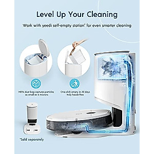 Yeedi vac max Robot Vacuum Mop Combo - 2-in-1, Powerful 3000Pa Suction, Up to 200 Minutes Runtime, Smart Mapping, Carpet Detection, Editable Map for Precise Cleaning on Hard Floors