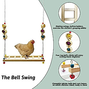 Hamiledyi Chicken Swing for Coop, 4 PCS Colorful Chick Hanging Swing Toys with Xylophone Vegetable String Bag Fruit Skewer, Chicken Coop Accessories for Chicks Macaw Parrots Birds