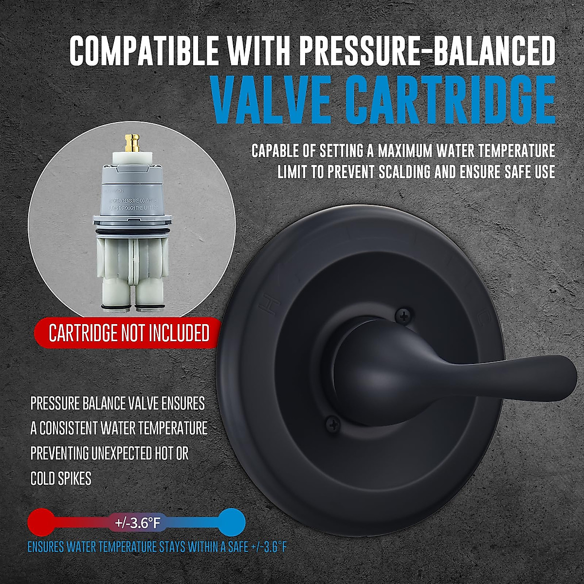 Replacement for Delta Classic 13 Series Single-Function Trim Kit, T13020-BL Matte Black Shower Handle, Fit Delta Shower Valve R10000 Series (Cartridge Not Included)