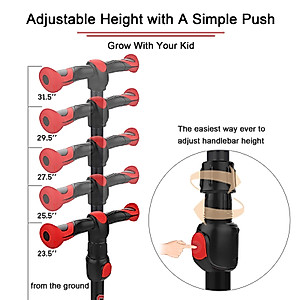 Allek 2-in-1 Kids Kick Scooter D01, Anti Skid 3 Wheel Light Up Push Scooter with Height Adjustable and Removable Seat for Boys Girls 3-12yrs (Dual Color Red-Black)