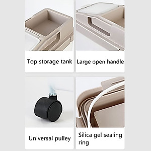 BVSPA Ingredient Storage Bin Container 10kg Rice Dry Food Sealed on Wheels with Lid Measuring Cup