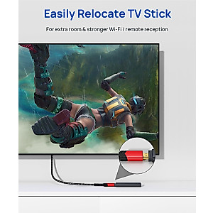 JSAUX HDMI Extension Cable 10FT, 4K 60Hz High Speed HDMI Extender Cord Male to Female Adapter Connector (HDR HDCP 2.2), Compatible with Roku TV Streaming Stick, Bluray Player, HDTV, Laptop, PC - Red