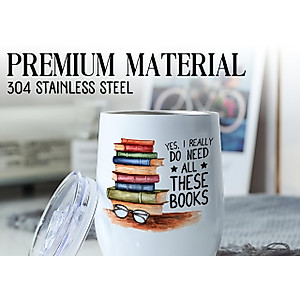 Onebttl 12oz Stainless Steel Insulated Tumbler with Lid - Book Lovers Gift for Women