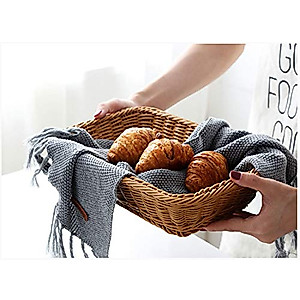 Teng Lang 12" Wicker Bread Basket, Woven Tabletop Food Fruit Vegetables Serving, Restaurant Serving Basket (12X8X4 inch)