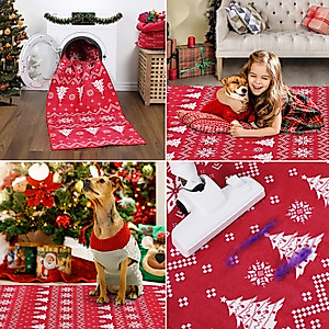 ROYHOME Washable Christmas Area Rug Snowflake and Xmas Tree Boho Area Rugs Carpet Holiday Decorative Carpet Rug Velvet Coffee Table Accent Rug Farmhouse Dining Table Rug Bedroom Decor, 4' x 6'