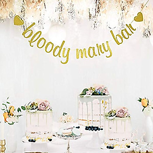 Bloody Mary Bar Banner Gold Glitter, Wedding Bar Bunting, Bridal Shower Party Decor, Engagement Decors, Bachelorette Sign, Birthday Party Decorations